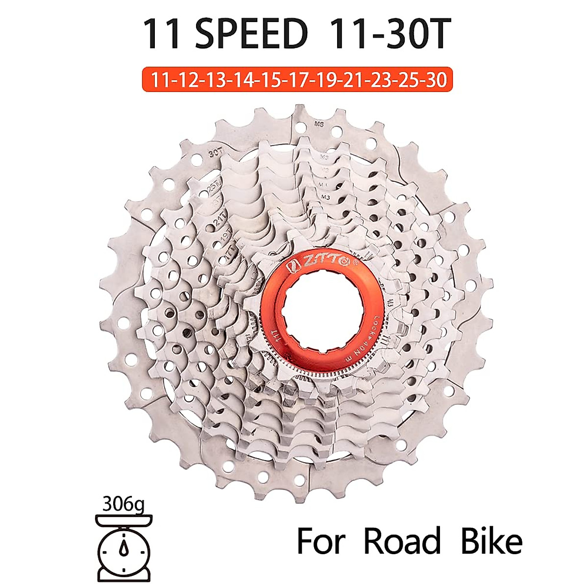 ZTTO Road Bike Cassette 11 Speed Mountain Bike Freewheel 11S 11-25T/28T/30T/34T Bicycle Sprocket (11S 11-25T)