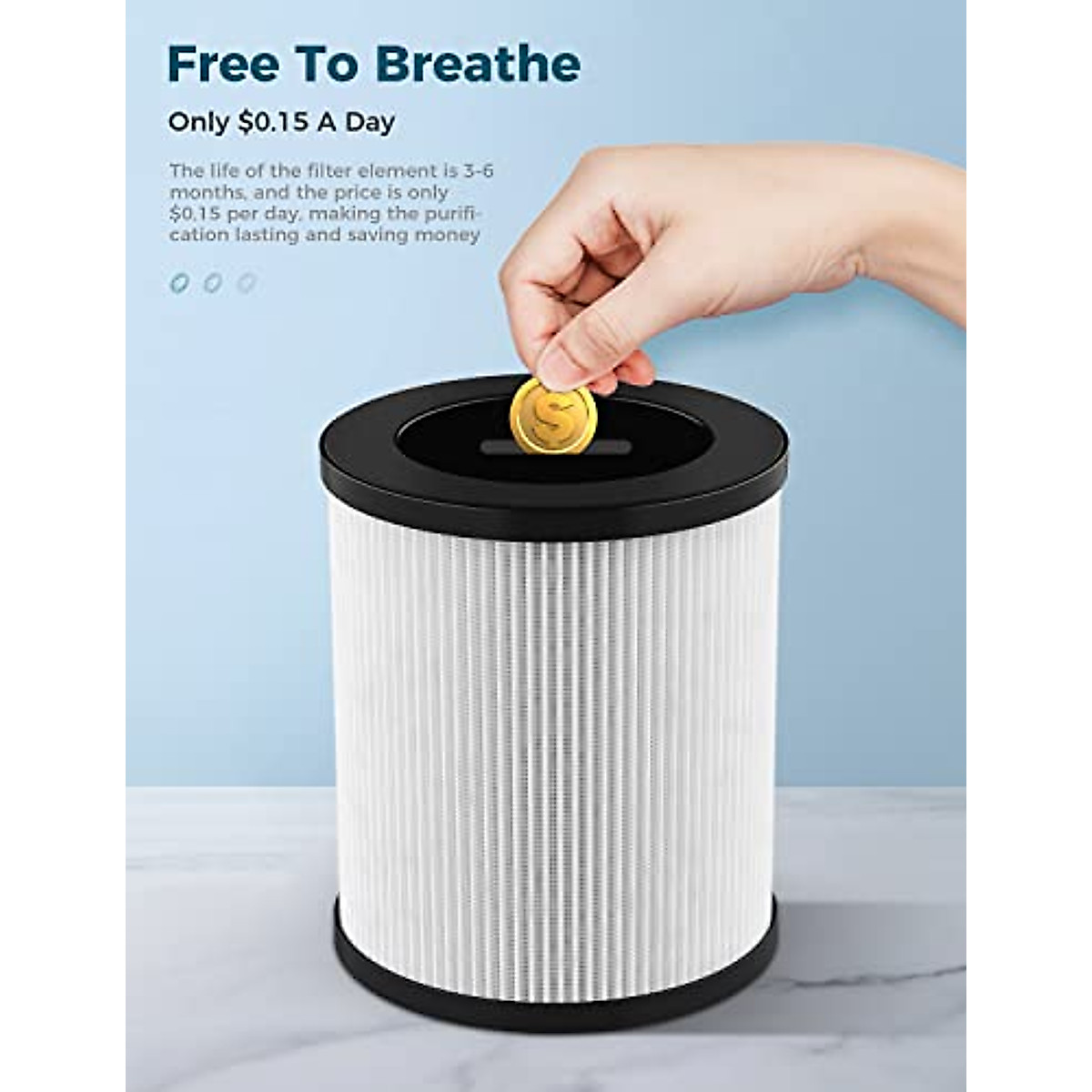 AROEVE Air Purifiers for Large Room(MK03-White) with Three H13 HEPA Air Filter(One Basic Version & Two Standard Version) Remove 99.97% of Dust, Pet Dander, Smoke, Pollen for Home, Bedroom and Office