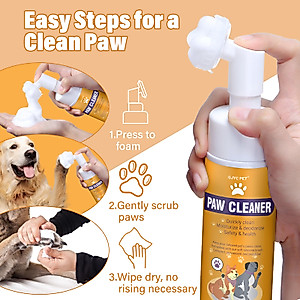 GJYC PET Paw Cleaner for Dogs and Cats,Magic Foam - Clean Paws No-Rinse Foaming Cleanser-Dry Shampoo, Foot Cleaner Brush - with Rose Extract, Odor Control Wash - Good for Puppy