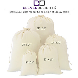 CleverDelights Cotton Bags - 18" x 24" - 20 Pack - Premium Drawstring Storage Muslin Bag - 18x24 Inch
