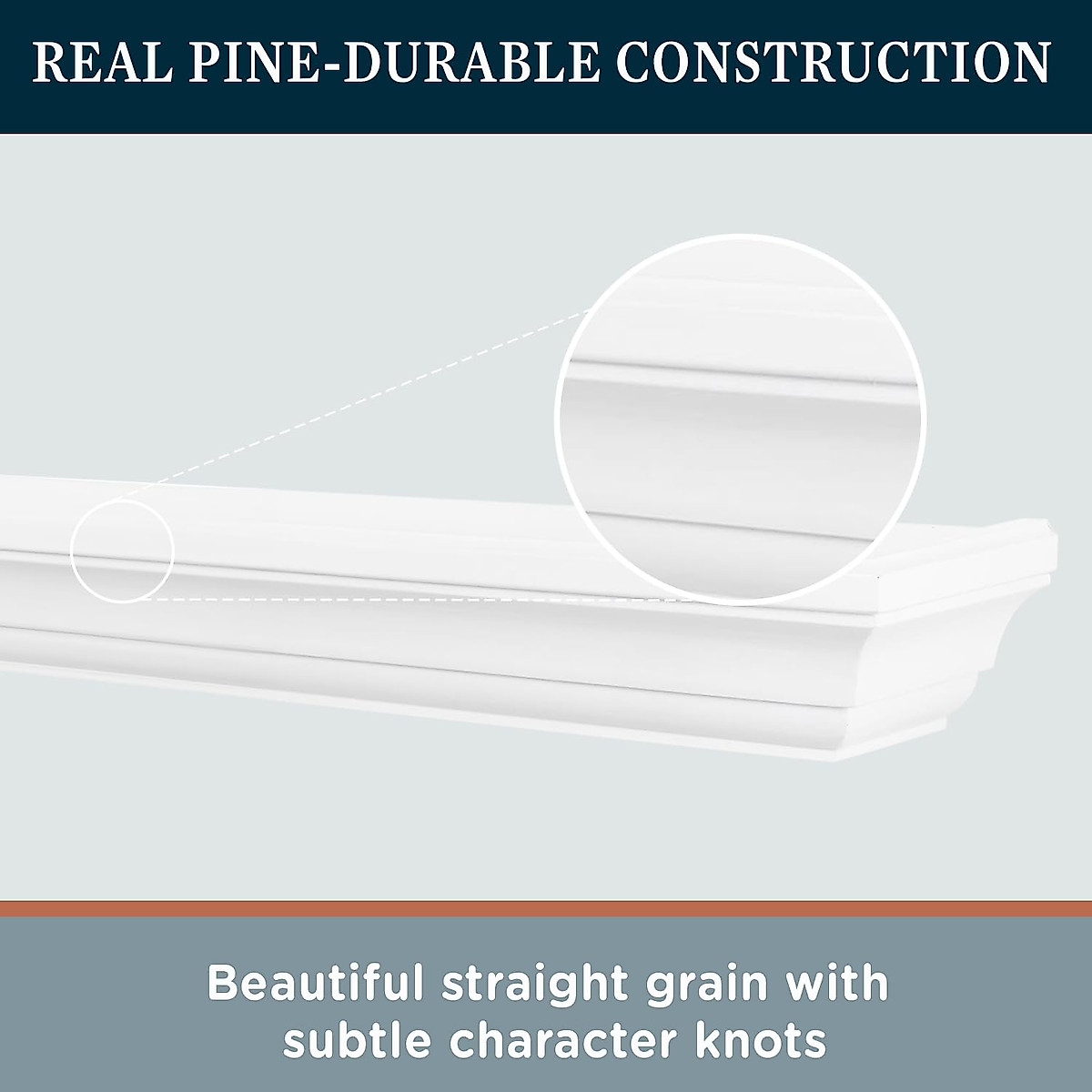 MANTELSDIRECT 72 Inch Floating Fireplace Mantel Wood Shelf in White - Colton from Mantels Direct | Wooden Rustic Wall Shelf Perfect for Décor and Electric Fireplaces