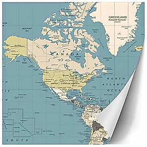 InterestPrint World Map America Wrapping Paper Design for Easter Valentine's Day Birthday, 1 Roll