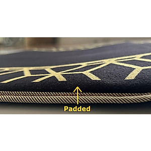 Back Support Prayer Mat Muslim Rug Islamic - Padded Prayer Rug Sajadah for Men Women for Eid Travel Ramadan, Masjid, Soft and Luxury (Black)