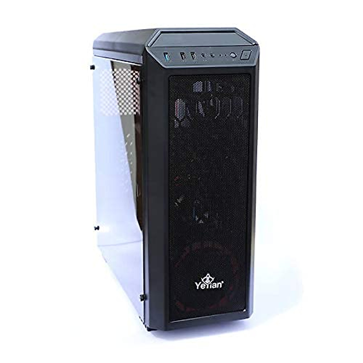 YEYIAN Blade 2101 Gaming PC Case, Acrylic Mid Tower ATX/Micro ATX, LED Fans, SPCC Chassis, Metal Mesh Air Flow, 3 USB/Audio Ports, 16.33"x7.08"x18.85", ROHS CE Certified, Black