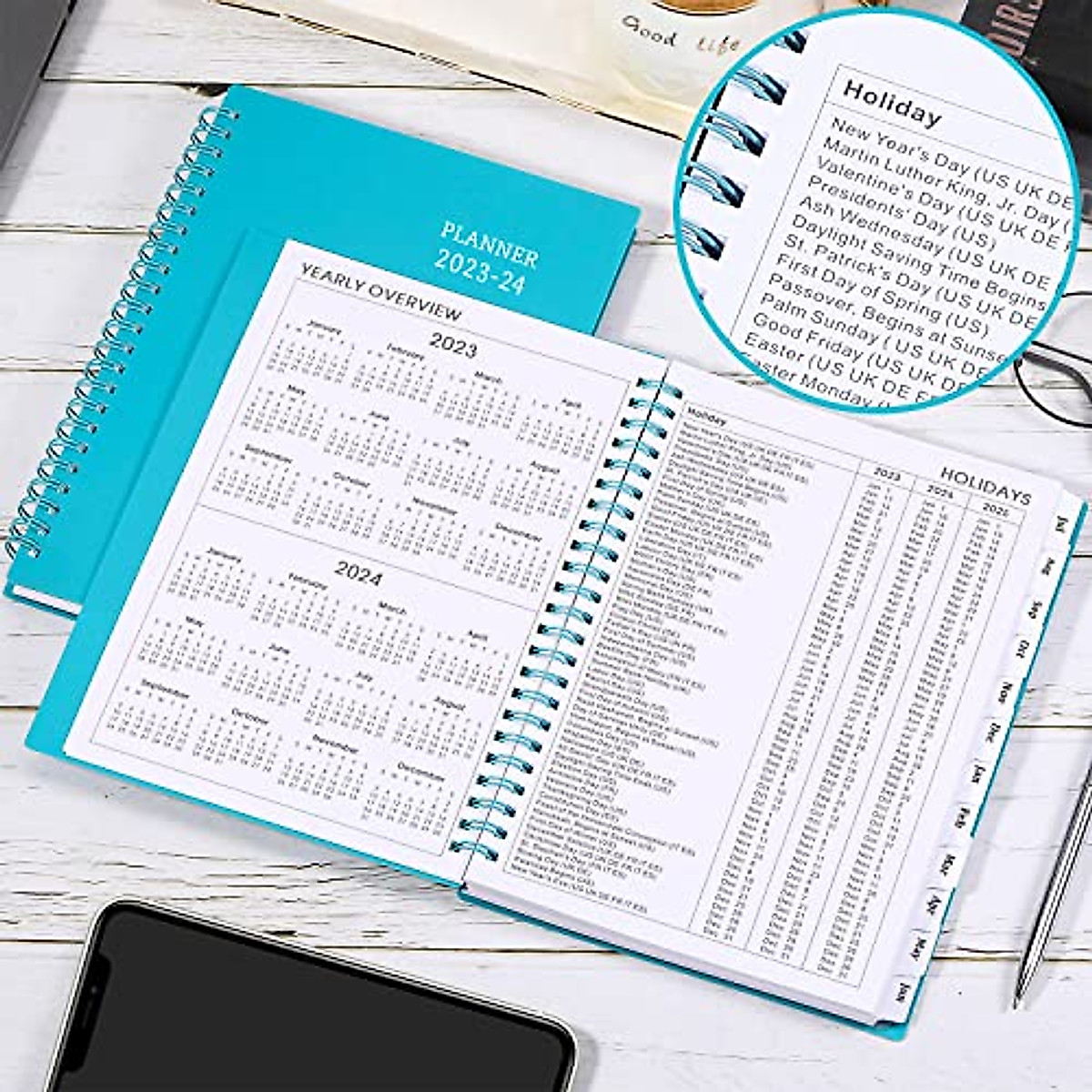2023-2024 Academic Planner - Planner 2023-2024, 2023-2024 Planner Weekly and Monthly with Tabs, July 2023 - June 2024, 6.25" × 8.3", Strong Twin-Wire Binding, Round Corner, Improving Your Time Management Skill