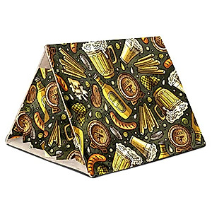 Y-DSIWX Guinea Pig House Bed, Rabbit Large Hideout, Small Animals Nest Hamster Cage Habitats Summer Beer Print