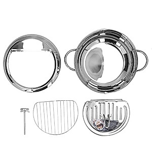 Deep Fryer Pot, Stainless Steel Deep Frying Pot, Small Deep Fryer Stainless Steel Deep Fryer Pot with Temperature Control Oil Drain for French Fries Fish Chicken(L)