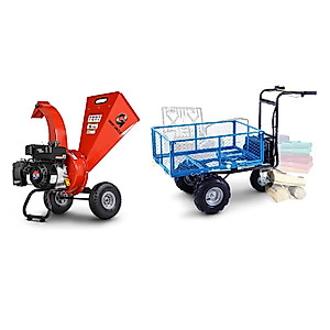 G GreatCircleUSA Mini Wood Chipper Shredder Mulcher & Landworks Utility Cart Hand Truck [Bundle Deal]