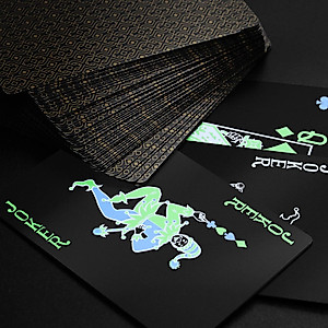 INTEGEAR 2 Decks Plastic Playing Cards, Premium Plastic Waterproof Black Playing Poker Cards Professional Luxury Deck of Cards for Adults