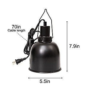 Reptile Lamp Fixture 5.5 Inches Deep Dome Lamp Cap, Optical Reflection Cover for Reptile Glass Terrariums