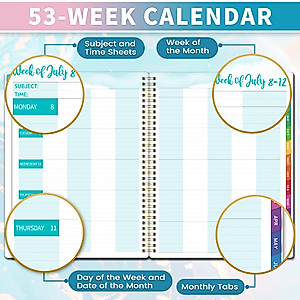 Planner 2023-2024 - Jul.2023 - Jun.2024, 2023-2024 Planner, Academic Planner 2023-2024, 2023-2024 Planner Weekly & Monthly with Tabs, 8" x 10", Flexible Cover, Twin-Wire Binding - Black Waterink