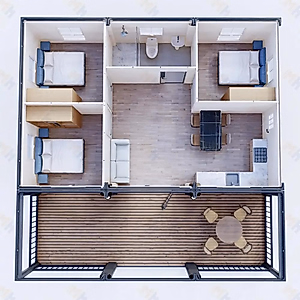 Detachable Container House, Luxury Villa Removable House, Portable House, Prefab Houses, Container House, Gest House,Restaurant, Bar, Hotel, Warehouse, Hospital, Apartment. (Green)