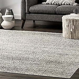 nuLOOM Hart Machine Washable Abstract Tribal Area Rug, 6' Round, Grey