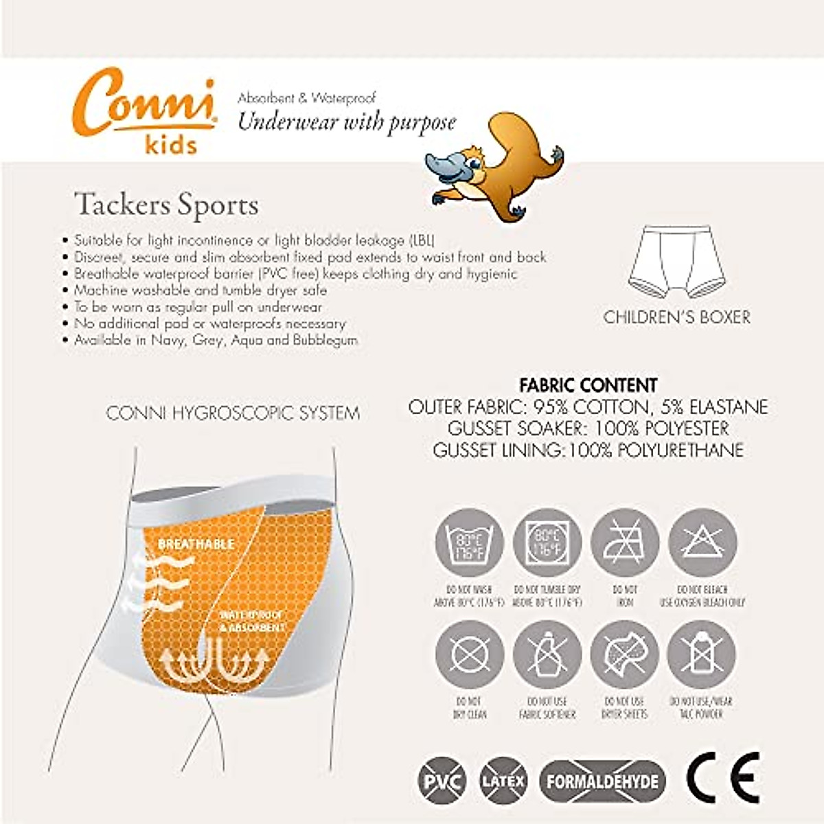 Conni Kids Training Boxer Pants | Soft Shorts Reusable Toddler Potty Training Underwear | Waterproof Easy Pull Up Youth Incontinence Navy Size 8-10