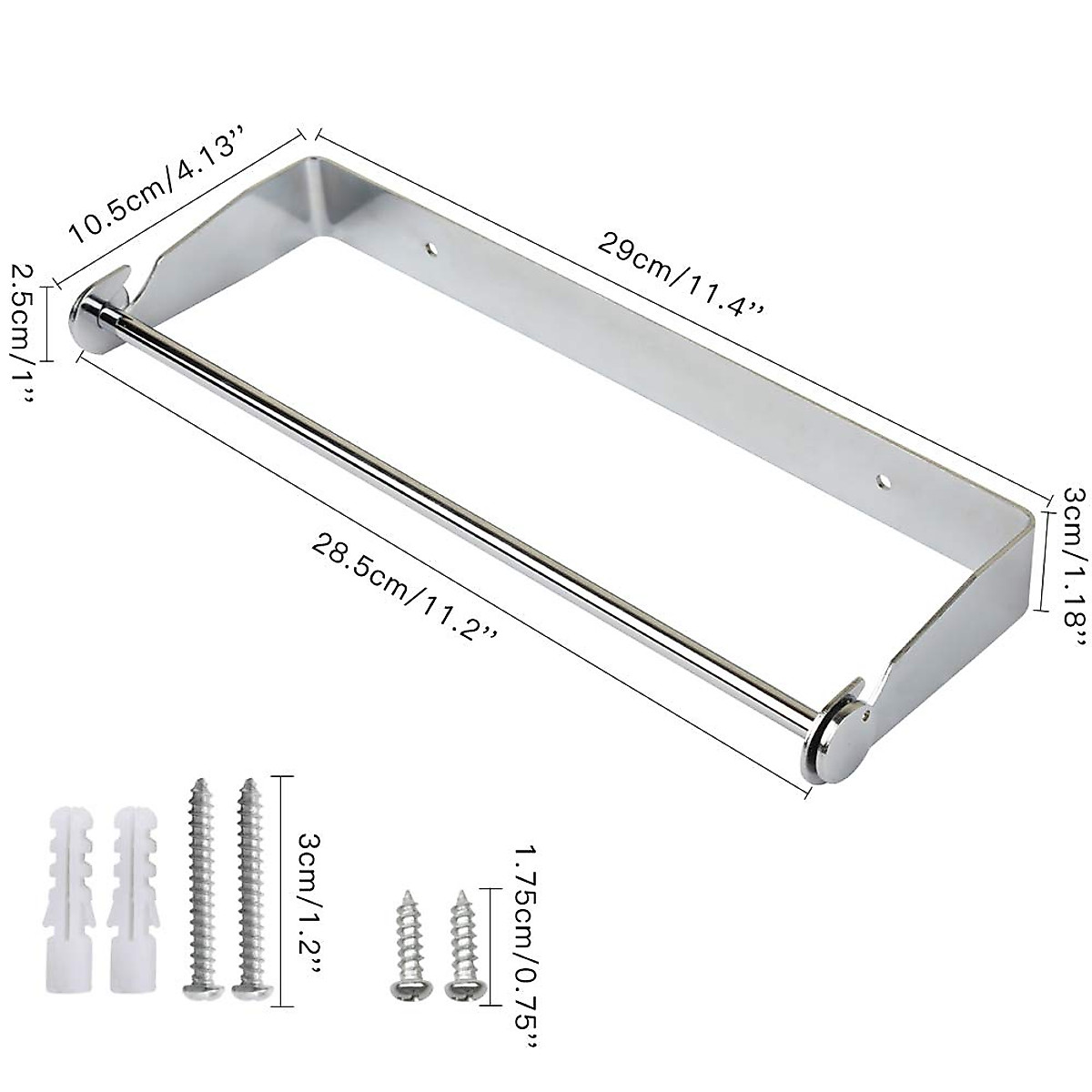 PHUNAYA Under Cabinet Paper Towel Holder Wall Mount for Home Kitchen,Stainless Steel for Large Rolls-Chrome