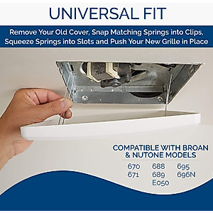 Broan-NuTone FGR101 Replacement Square Bathroom Ventilation Exhaust Fan Grille Cover, White