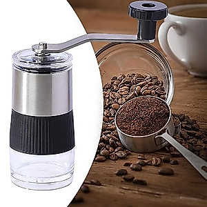 ＫＬＫＣＭＳ Coffee Grinder, Conical Burr Mill, Ceramic Burrs, Coffee Beans Mill Hand Crank Coffee Mill Manual Grinder for Outdoor Camping Travel, Silver