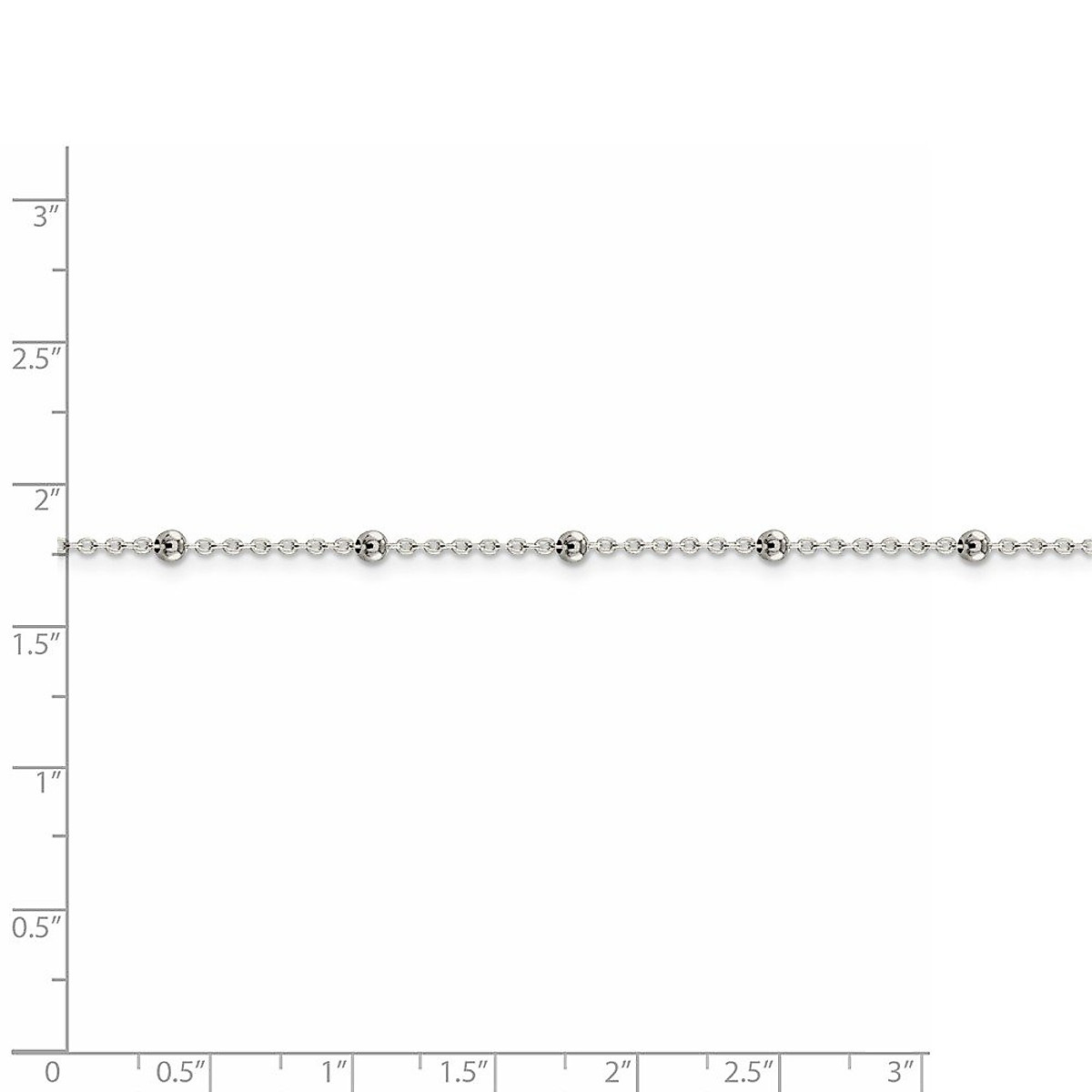 The Black Bow 1.3mm, Sterling Silver Beaded Cable Chain Necklace, 16 Inch