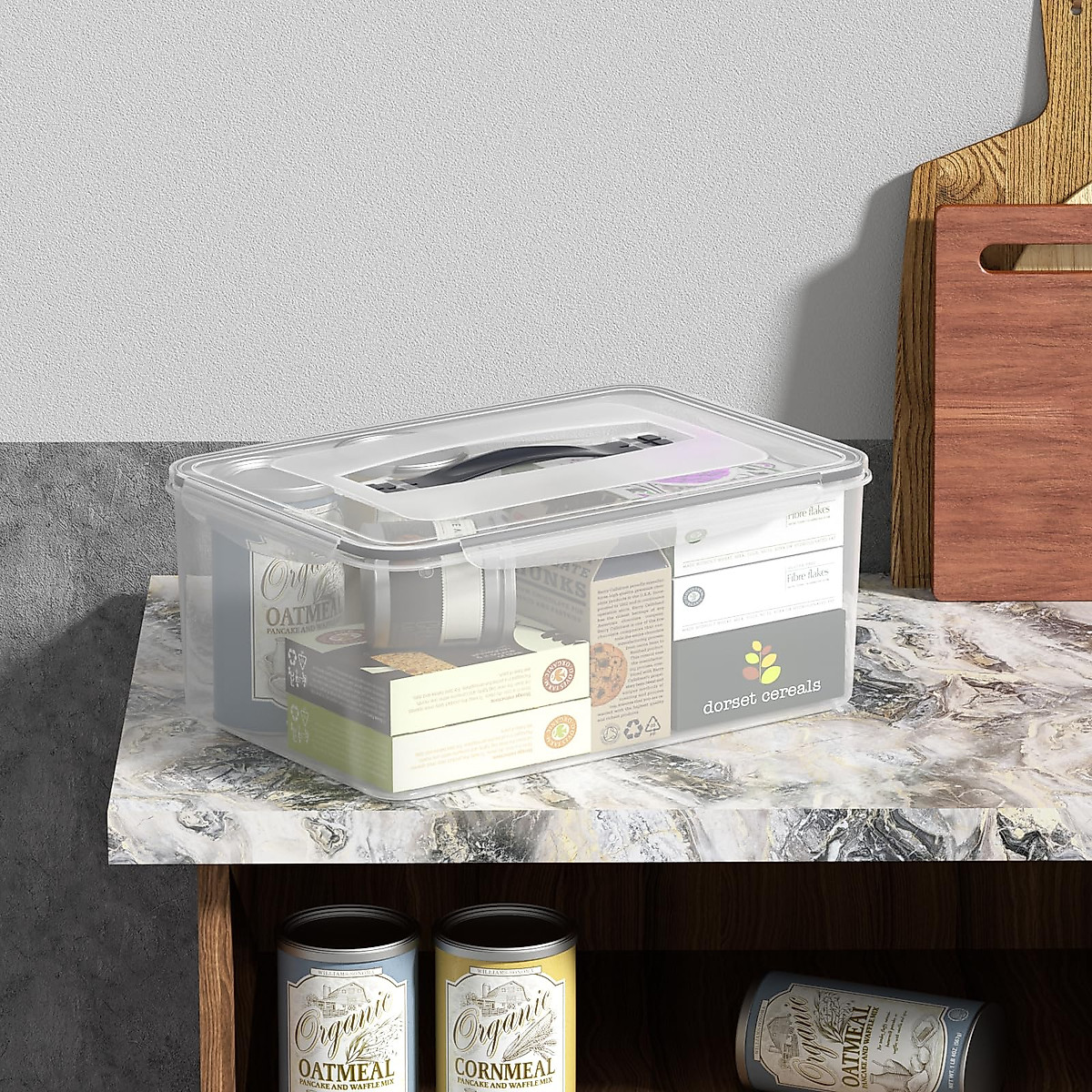 Joyeen 4 Pack 15 Liter Latching Containers with Sealed Circle/Lid, Clear Airtight Food Containers