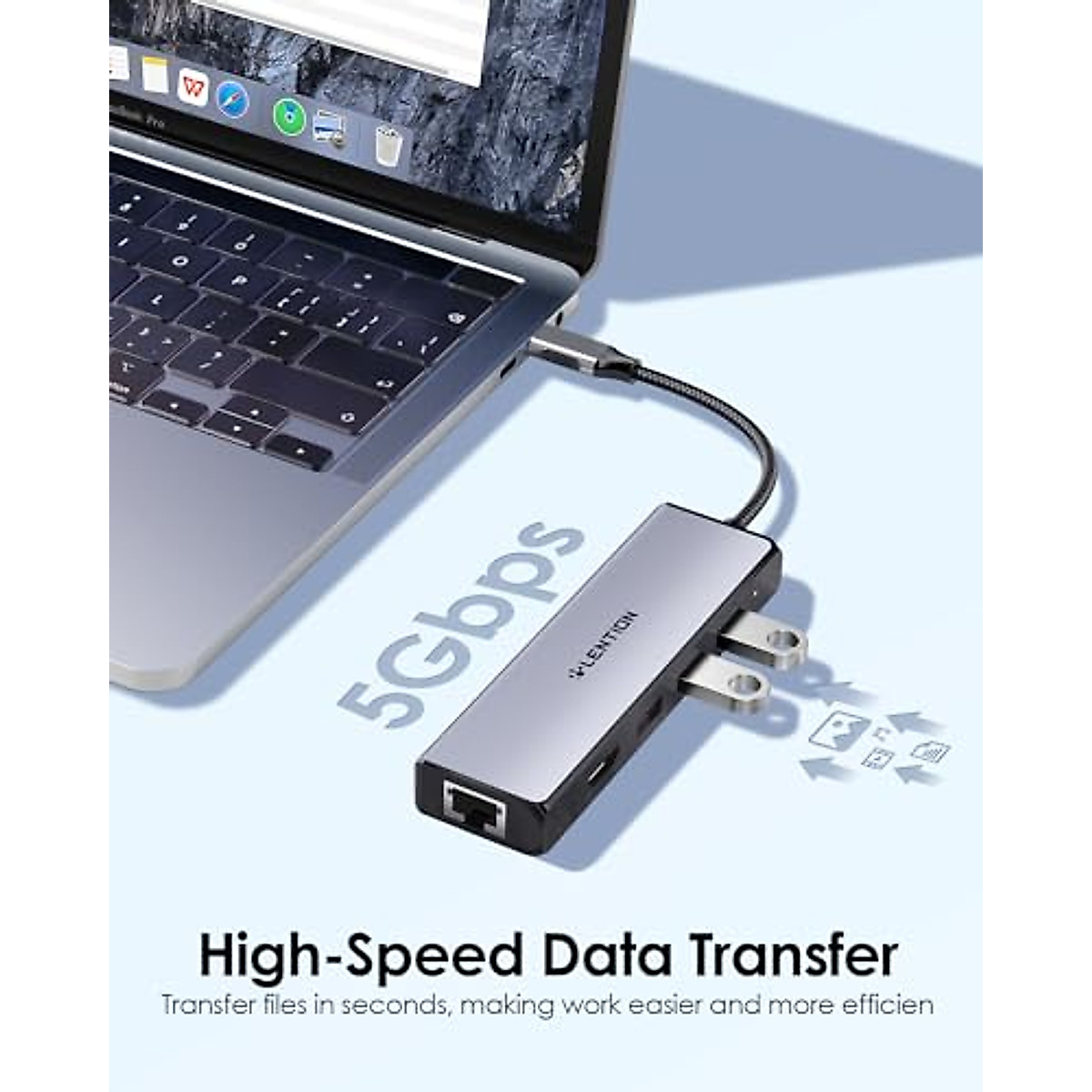 LENTION USB C Hub with a Gigabit Ethernet Port, 4K HDMI Display, 3 USB-A USB 3.0 Ports for MacBook Pro, MacBook Air, Dell, Lenovo, HP Laptops and More, Stable Driver Certified (C25, Space Gray)