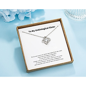 Famdecor Unbiological Sister Necklace Bonus Sister Necklace Sister in Law Necklace Sterling Silver Rhinestone Knot Necklace for Sister Birthday Gifts from Sister Christmas Gifts