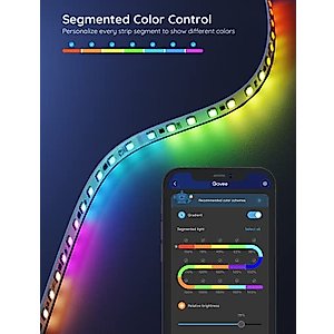 Govee 65.6ft RGBIC LED Strip Lights, Color Changing LED Strips, App Control via Bluetooth, Smart Segmented Control, Multiple Scenes, Enhanced Music Sync LED Lights for Bedroom, Party (2 X 32.8ft)