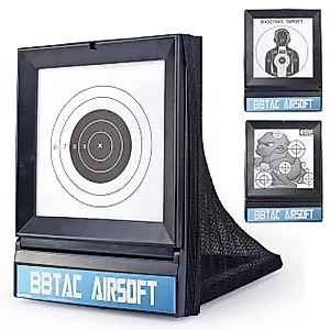 BBTac Airsoft Target with Trap Net Catcher, Stand and Paper Target, for Airsoft Gun Training Shooting BB Pellets Indoor Outdoor