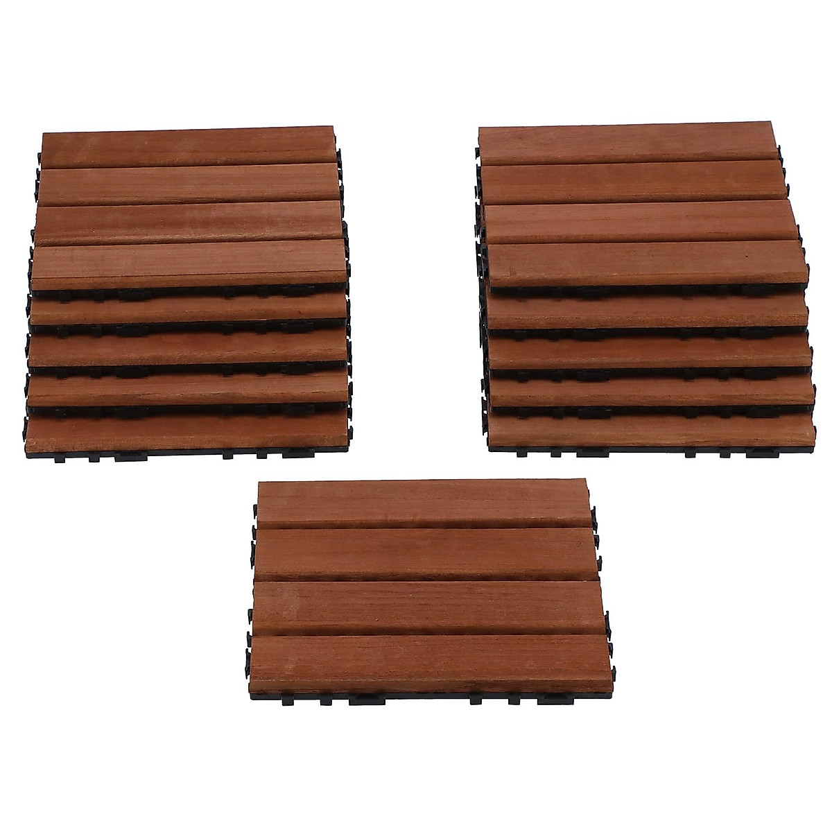 Interlocking Deck Tiles, 11Pcs Wood Flooring Tile Splicable Interlocking Floorboard for Home Outdoor Decking Garden Patio Balcony Decoration