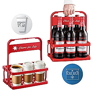 Casethrone Reusable 6-Pack Beer Bottles Foldable Plastic Drink Carrier for Grubhub Doordash Postmates Drivers, Beverage Delivery Holder
