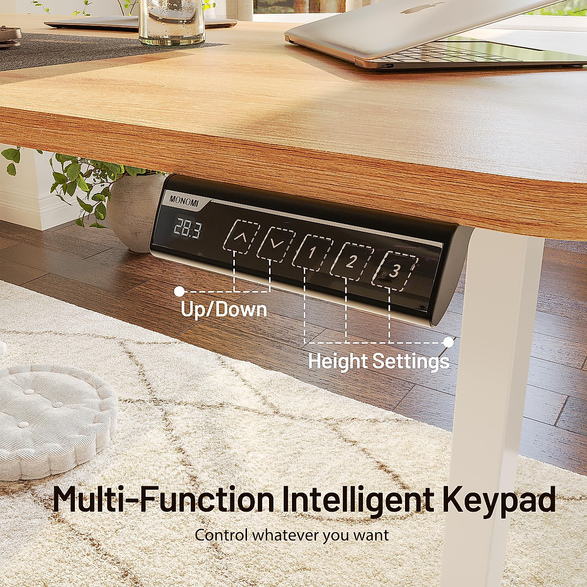 Monomi Electric Standing Desk, 55 x 28 inches Height Adjustable Desk, Ergonomic Home Office Sit Stand Up Desk with Memory Preset Controller (Natural Top/White Frame)