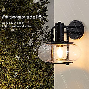 Wall Light Outdoor Waterproof Wall Lamp IP65, Simplicity Wall Sconce Fixture,Wall Lights with Clear Glass Shade for Porch Entryway Garden Wall Lamp Home (Color : Black)