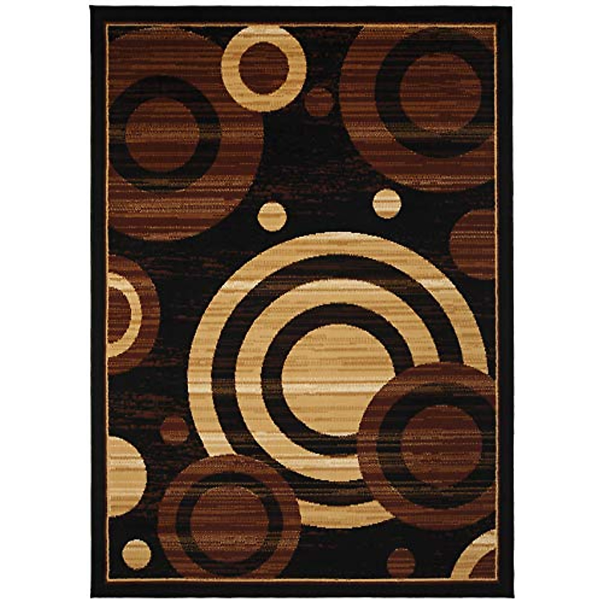 Antep Rugs Kashan King Collection Galaxy Geometric Polypropylene Indoor Area Rug (Black/Beige, 5' x 7')