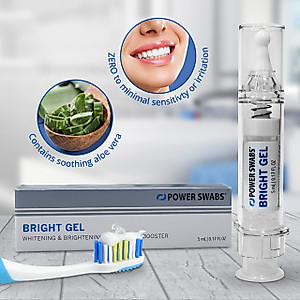 Power Swabs Bright Gel | Gentle Teeth Whitening Gel | Easy Treatment for Whiter Teeth | Dentist Formulated Teeth Whitener and Stain Remover | Professional Teeth Whitening and Brightening Gel