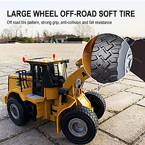 Mostop Remote Control Front Loader 9 Channel Bulldozer Toy RC Construction Vehicles Truck, 2.4Ghz Remote Control Bulldozer 4WD Shovel Loder Tractor for Boys Kids with Lights & Sounds