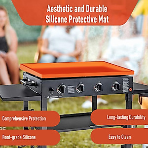 ShauBaby 28’’【Full Coverage Upgraded】Silicone Griddle Cover for Blackstone Griddle Protective Mat Cover Comes with 3pc Tools for Blackstone Accessories, Thicker Silicone Mat for Outdoor Griddle