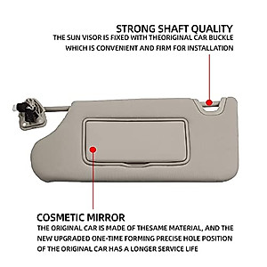Dasbecan Gray Pair Sun Visor Compatible with Nissan Altima 2013-2018 with Mirror and Vanity Light Without Sunroof Replaces# 96401-3TA2A