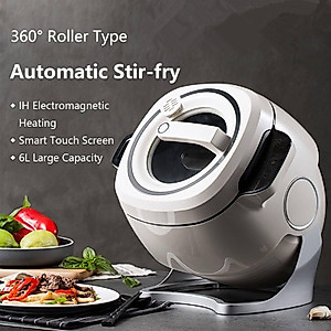 Portable Automatic Stir Fry Cooker, Automatic Cooking Machine, 360° Automatic Rotation and 3 Speed Adjustable, Touch Panel Cooker Robot for Home Outdoor Camping,110V