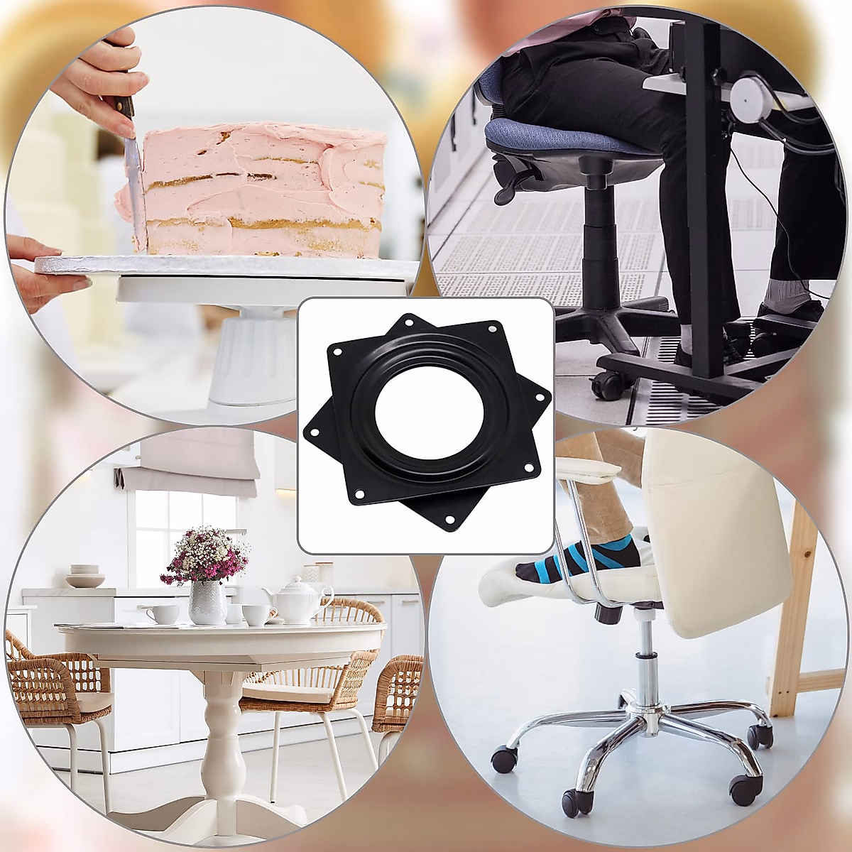 BENLIUDH Lazy Susan Hardware, 4 Inch Lazy Susan Bearing Turntable for Table Serving Trays, Cabinet, DIY Craft Project 4 Pcs