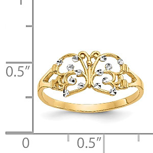IceCarats 14K Yellow Gold Butterfly Wings Statement Ring Size 6