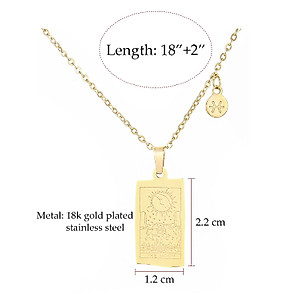 TGOLM 14k Gold Plated Pisces Necklace Moon Tarot Card Constellation Jewelry Birthday Gift for Women