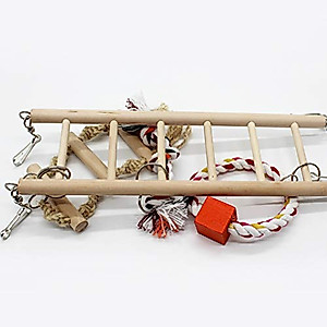 POPETPOP Hamster Suspension Bridge - Rat Toys Ladder - Pet Hanging Hammock Wooden Swing Cage Toy for Small Animal