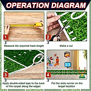 Boao Football Party Supplies 10 ft Football Party Field Aisle Runners Football Tablecloth Touchdown Floor Runners for Game Day Party Football Field Sign Supplies, 24 x 120 Inch (4 Pieces)