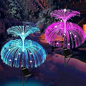 GOADROM Solar Garden Lights New Upgraded Solar Outdoor Lights Waterproof 7 Color Changing Double Jellyfish Solar Flower Lights for Garden Decor,Yard Decor,Outdoor Decor,Gifts for Women (Multicolor)