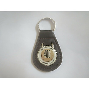 1962 1963 1964 GALAXIE 406 HIGH PERFORMANCE ENGINE LOGO LEATHER KEYCHAIN - MOCHA