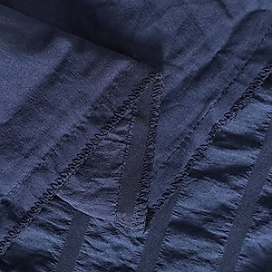 NTBAY 3 Pieces Queen Duvet Cover Set, Seersucker Textured Stripe Washed Microfiber Comforter Cover with Zipper Closure, 90x90 Inches, Navy Blue