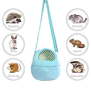 Pet Carrier Bag,Breathable Small Animal Outgoing Bag Portable Travel Hamster Handbag with Shoulder Strap for Hedgehog Hamster Mouse Rat Sugar Glider Squirrel Chinchilla Rabbit (Blue)