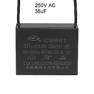 uxcell Ceiling Fan Capacitor CBB61 35uF 250V AC 2 Wires Metallized Polypropylene Film Capacitor 58x45x26mm for Electric Fan Pump Motor Generator 2Pcs