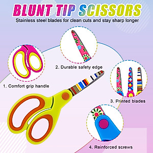 3pcs Blunt End Tip Scissors, Small Safety Children Scissors Colourful Craft Art Child Scissors Mini Toddler Scissors Kid Friendly Student Paper Edge Scissors Home School DIY Cutting Paper Supplies