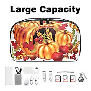Travel Cord Organizer, Tech Organizer, Electronics Organizer, Cable Organizer Bag, Thanksgiving Pumpkin Fall