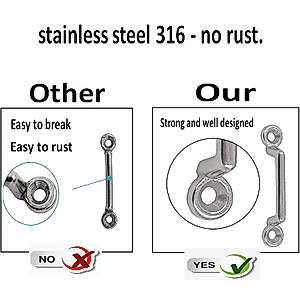 Pmsanzay Pack of 4 Kayak Track Mount Kayak Boat Bungee Deck Loop Tie Down Eyelet to Hold Your Bungee Cord or Ropes Strap Up to 1.3" for Kayak, Canoes and Boats Deck Rigging - No Drilling - No Track